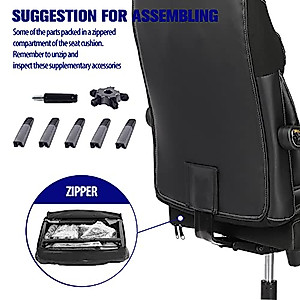 KCREAM Office Chair Back Support, Ergonomic Desk Chair Computer Chair PU Leather Chair Swivel Chair Armrests with Thick Padded Seat Managerial & Executive Chairs(9109-black)