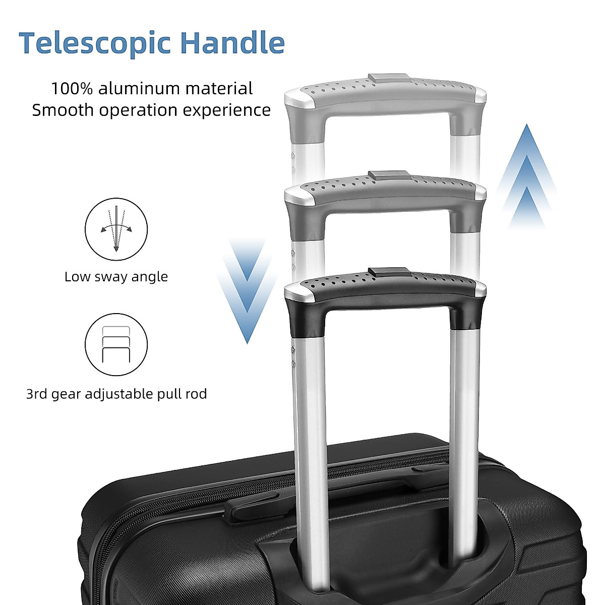 LARVENDER Luggage Sets for Women 5 Piece Hardside Expandable Suitcases with Wheels TSA Lock, Lightweight Travel Carry On Suitcase Set with Cosmetic Case, Black Brown