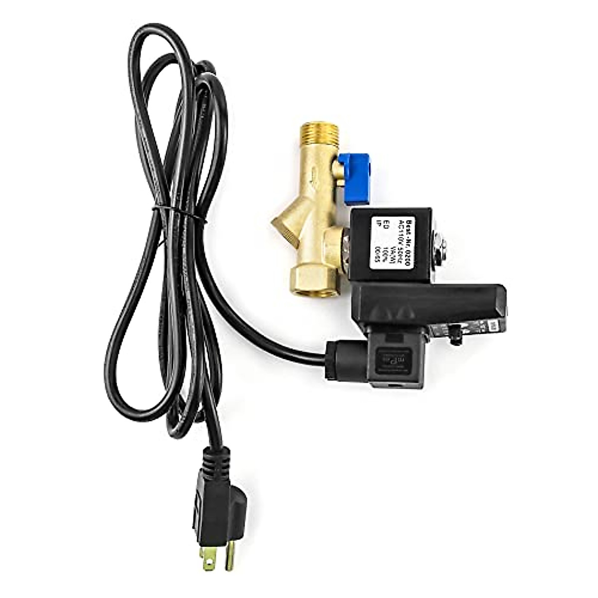QWORK Automatic Gas Tank Valve with US Plug - Suitable for Gas Tanks, Drip Legs, and Compressed Air System Components - AC 110V Power Supply - 1/2" Valve Size Electronic Drain Valve