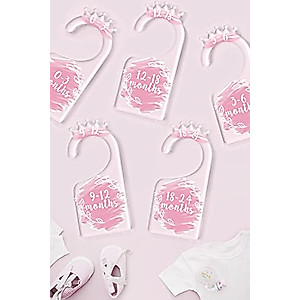 OneDream Baby Closet dividers Hanger separators - Set of 7 Baby Clothes dividers for Closet from Newborn to 24 Months, Acrylic Infant Clothes Divider (Pink)