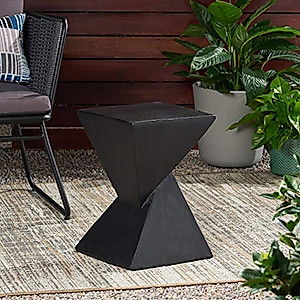 Christopher Knight Home Kajsa Outdoor Lightweight Concrete Accent Table, Black