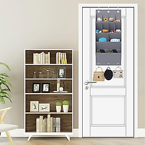 QINGUANG Over the Door Shoe Organizer for Closet, 2 Pack Hanging Shoe Rack, Oxford Fabric Shoe Storage Organizer, Shoe Holder Behind the Door with 11 Pockets,6 Hooks Each, Grey