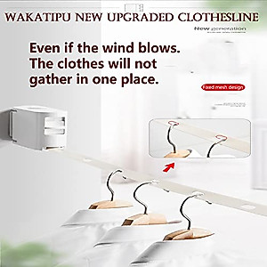Wakatipu Retractable Clothesline, Indoor Outdoor Clothes Line， Automatic Retractable Clothesline with Fixed Hanging Hole13.8ft. Can Bear 44lb,Adjustable,Hanging Lock to Prevent Sagging (Standard)