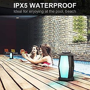 Onforu Outdoor Bluetooth Speakers Waterproof, True Wireless Stereo Lantern Speaker with RGB LED Lights, 2 Pack 50W Led Flame Speaker, Dual Pairing, 20H Playtime, Enhanced Bass for Patio Garden Decor