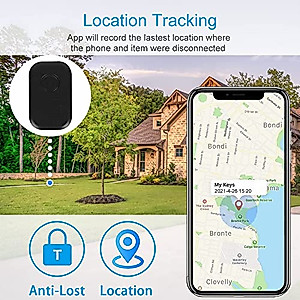 Portable Bluetooth 5.0 Tracker Smart Anti-Lost Real Time Mini Tracking Locator Item Finder Device for Keys Wallets Luggages Bags Kids Pets Black