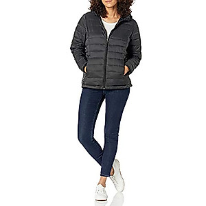 Amazon Essentials Women's Lightweight Long-Sleeve Full-Zip Water-Resistant Packable Hooded Puffer Jacket, Black, XX-Large