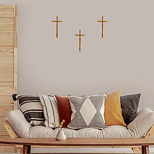 JCNART Handicrafts Wooden Wall Cross Christians Cross Catholic Cross Religious Cross Christmas Easter Cross for Church Home Room Farmhouse Wall Art Decor (Brown)