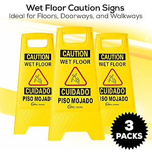 Simpli-Magic 79192 Wet Floor Caution Signs, Basic, Yellow, 3 Pack