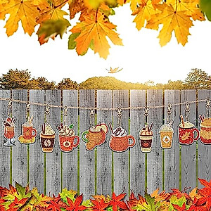 Augisteen 12 Pieces Fall Diamond Painting Keychains Fall Cocoa Diamond Art Key Rings DIY 5D Diamond Ornaments Fall Drinks Coffee Hanging Pendants Double Sided for Autumn Thanksgiving Party Decor
