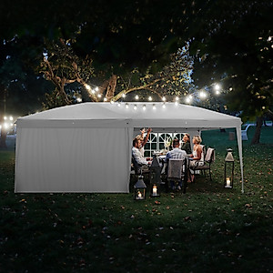 10'x20' Pop Up Canopy Tent with 4 Sidewalls, Heavy Duty Outdoor Party Tent with Carry Bag, Portable Commercial Instant Canopies and Folding Wedding Tent for Garden, Backyard, Patio (White)