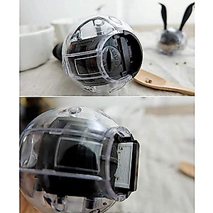 RROAD Manual Salt and Pepper Mill Set ，Mini Manual Black Pepper Grinder Multifunction Cruet Spice Grinder Ball Shape Black Rabbit Ears Design Kitchen Tools(2Pcs)