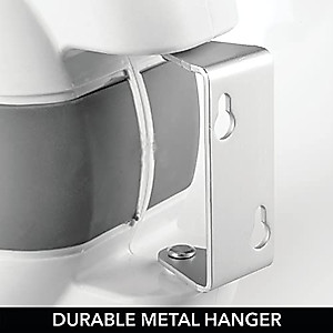 mDesign Indoor/Outdoor Retractable Clothesline - Adjustable 42ft Double Lines - Durable Plastic Reel Dryer for Hanging Wet or Dry Clothes in Bathroom, Laundry, Patio, Balcony - Portable - White