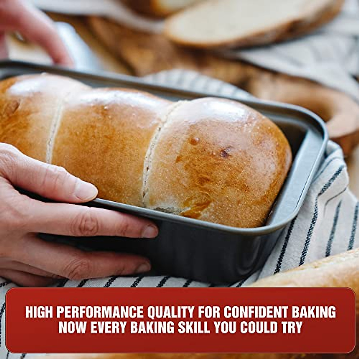 KITESSENSU Bread Pan, Nonstick Loaf Pan with Easy Grips Handles, Carbon Steel Loaf Pans for Baking, Bread Pans for Homemade Bread, Brownies and Pound Cakes, Set of 2, Gray