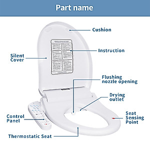 KERDE P30L Electric Bidet Toilet Seat,Bidets For Existing Toilets,Rlongated,One-click Intelligent Operation, Warm Water Cleaning,Slow Close,Seat Cushion Keep Constant Temperature In Winter