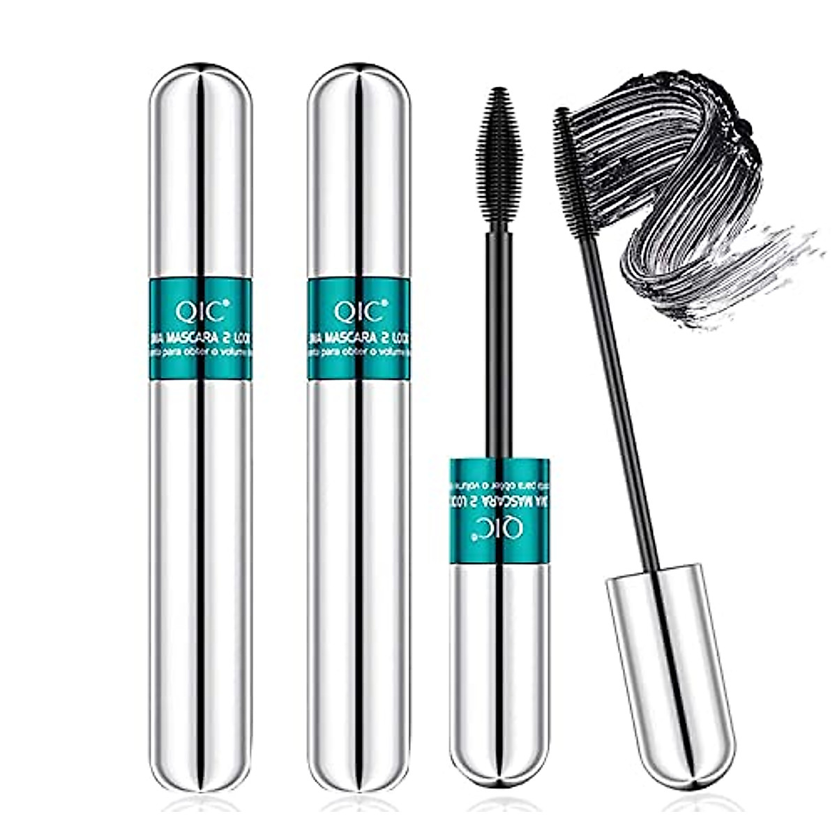 2PCS 4D Silk Fiber Lash Mascara,2 in 1 Thrive Mascara For Natural Lengthening And Thickening Effect,no clumping Superstrong Mascara for Long-Lasting,Beauty Charming Eye Make up