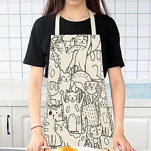 BOCTTCBO Cat Apron Cute Cooking Apron for Women Men Chef Funny Aprons Kitchen Baking Painting Gardening and Party