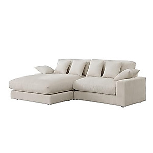 Lilola Home Mystic Beige Corduroy Reversible Sectional Sofa Chaise