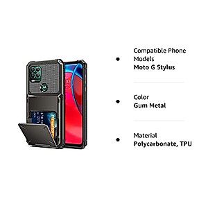 TITACUTE for Moto G Stylus 5G 2021 Case Wallet 5 Credit Card Holder Flip Cover ID Slot Back Pocket Dual Layer Anti-Scratch Hard Shell Tough Protective Bumper for Moto G Stylus 5G 2021 Gunmetal Bronze