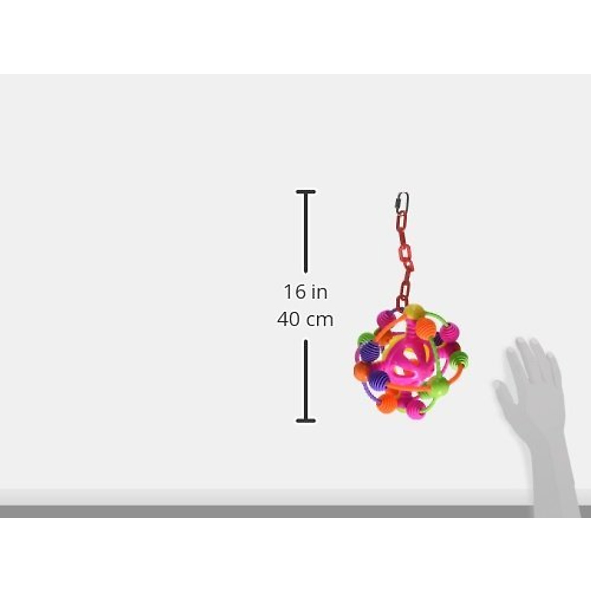 A&E Cage Company 001110 Happy Beaks Space Ball on a Chain Bird Toy Assorted, 7X14 in