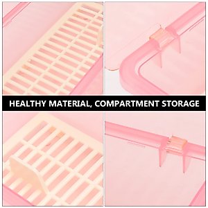 DOITOOL Flatware Tray with Lid and Drainer, Tableware Utensil and Cutlery Drawer Organizer with Lid Covered Silverware Tray to Keeps Your Cutlery Organized and Protected (Pink)