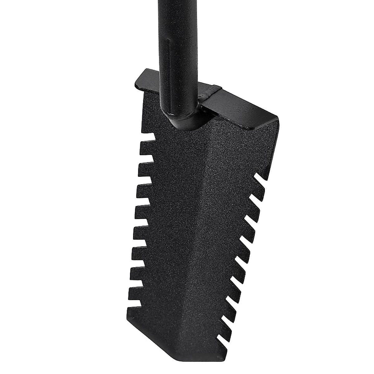 CKG Metal Detecting Shovel Digging Tool with Double Serrated Blade – Heavy Duty Digger Garden Root Cutter T-Handle Spade for Professional Landscapers Lawn Gardeners Relic & Gold Prospecting - Black