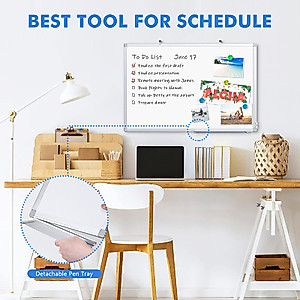 Magnetic White Board 24 x 18 Dry Erase Board Wall Hanging Whiteboard with 3 Dry Erase Pens, 1 Dry Eraser, 6 Magnets, 2' x 1.5' Message Scoreboard for School Home Office