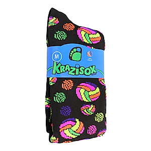 TCK Krazisox Neon Volleyball Logo Socks (Multi, Medium)