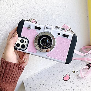 Losin Emily in Paris Phone Case Compatible with iPhone 14 Pro Max for Women and Girls Camera Case Cute Vintage 3D Design Fashion Neck Strap Crossbody Strap Lanyard Cover Shockproof Protective Cover