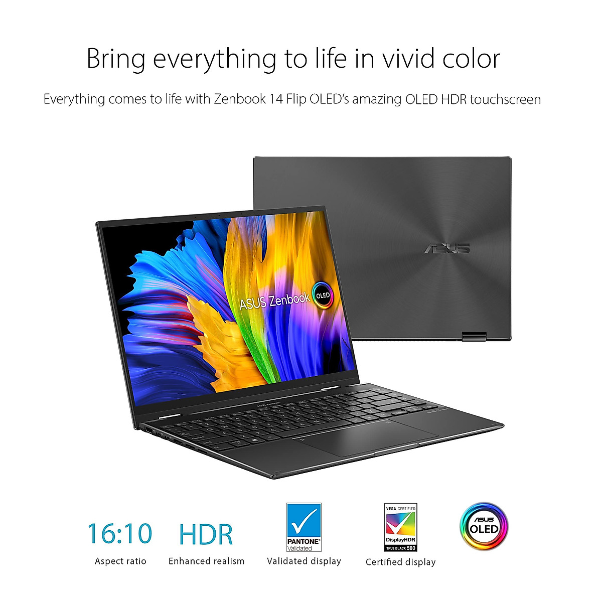 ASUS Zenbook 14 Flip OLED Ultra Slim Laptop, 14” 2.8K 16:10 OLED Touch Display, AMD Ryzen 7 6800H CPU, 16GB RAM, 1TB SSD, NumberPad, Windows 11 Home, Jade Black, UN5401RA-DB74T
