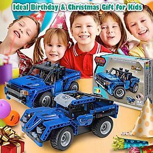 Kidpal STEM Building Toys for 6-12 Year Old Boys, 2-in-1 Technic Remote Control Car Building Kits for Kids 8-12, Erector Set Pickup Truck Build Set Model for 6 7 8 9 11 12+ Years Old Boys Girls