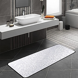 TsyTma Silver Glitter Bling Kitchen Rug Non-Slip Decor Absorbent Kitchen Floor Mat Bathroom Rug Waterproof Runner Rug 39"x20"
