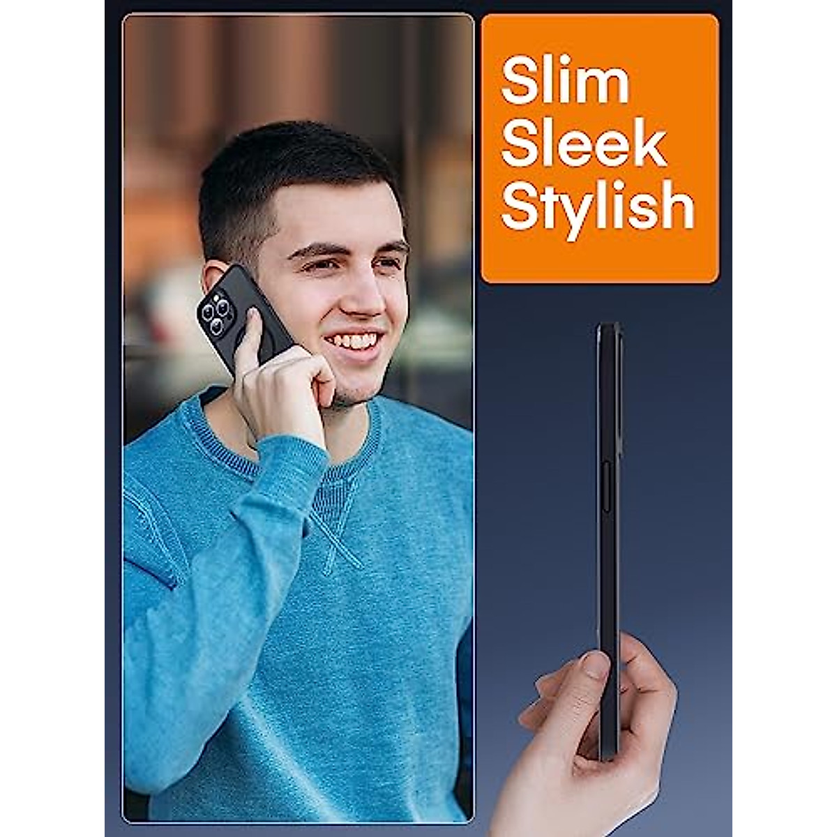 SEASON.C Magnetic Case for iPhone 14 Pro Max Case Compatible with Wireless Charging Men Black Slim Thin Matte Translucent Silicone Edge Protection Shockproof Drop Proof Case 6.7In