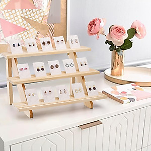 Coloch 3 Tier Wooden Cupcake Stand, Rustic Retail Display Riser Jewelry Holder Stand, for Cupcakes, Desserts, Brooch, Bracelet, Tabletop Jewelry Display, 15.8 x 9x 10.2 Inch