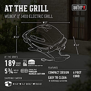 Weber 52020001 Q 1400 Electric Grill Dark Grey Bundle with Weber Q Portable Cart for Weber Q 1000 / Q 2000 Grill Black