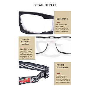 SooGree Basketball Goggles Anti Fog Protective Sports Goggles for Men (Matte black frame white pad)