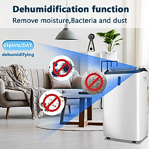 Joy Pebble Portable Air Conditioner 12000 BTU,Portable AC Unit for Room Cools up to 550 Sq.ft,Air Conditioner Portable 3-IN-ONE for Cooling&Dehumidifier&Fan,With Remote Control,24Hrs Timer,3 Fan Speed