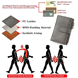 GOIACII Womens Wallets Rfid Credit Card Holder with 2 Zipper Pockets, 3 ID Windows Ladies Purse Leather