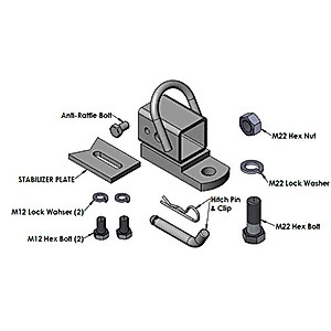 TOPTOW 63807 Bolt-on ATV/UTV Trailer Hitch Receiver Adapter for 2 inch Receivers, 5/8 inch Hitch Pin and Clip Included