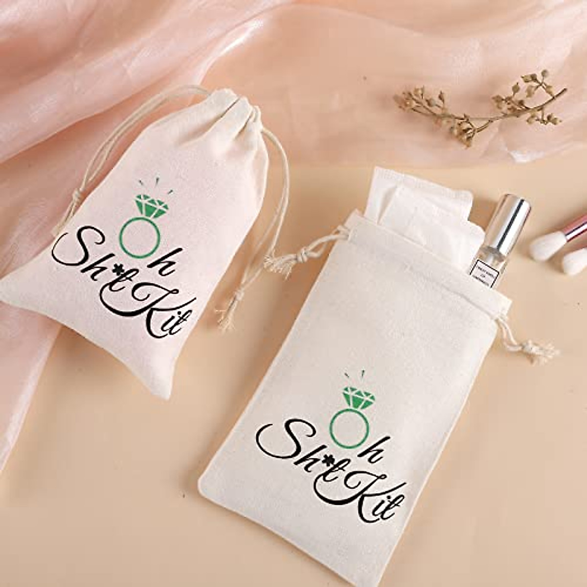 Hopttreely 20Pcs Hangover Kit Bags, Bachelorette Party Favors with Drawstring, 4X6 Bachelorette Bridal Shower Pouches for Wedding Party Supplies Decoration Green