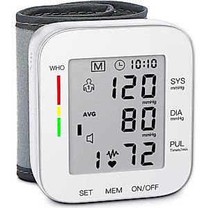 MMIZOO Wrist Blood Pressure Monitor Large LCD Display BP Machine Adjustable Cuff 5.31-7.68 inch Automatic 99x2 Sets Memory with Carrying Case for Home Use (W1681)