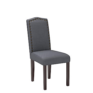 LSSBOUGHT Vintage Dining Chairs Set of 2, Upholstered Dining Room Chairs, Kitchen Chairs Wood Dining Chair with Solid Wood Legs and Copper Nails, Parsons Chairs for Dining Room, (2pcs,Green)