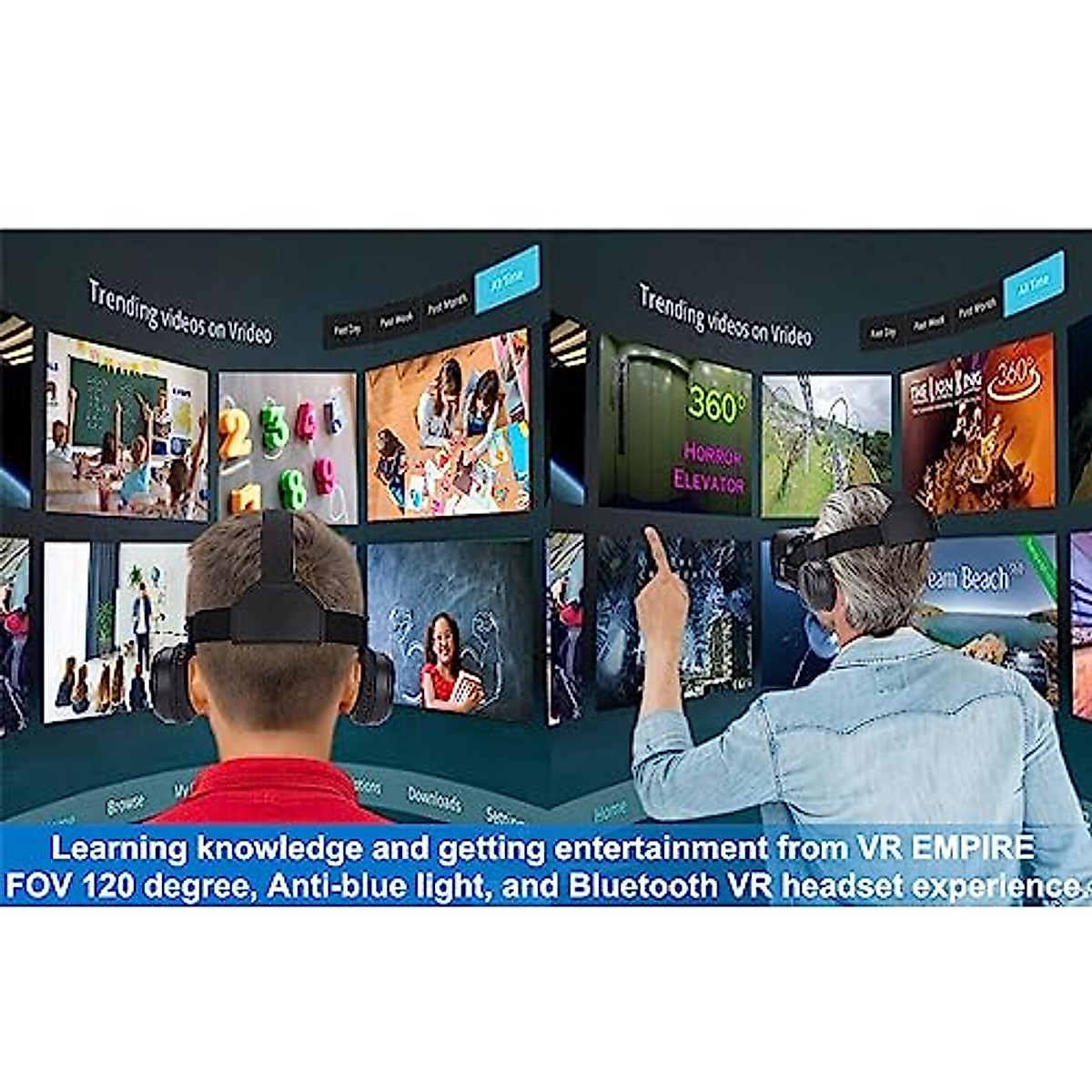 Virtual Reality headsets 3D Glasses Helmets VR Goggles VR Headsets for Phone Cell Phone for TV Movies Video Games Compatible to iOS Android Support 4.7” to 7.3” Mobile Screen with Controller (BR100)