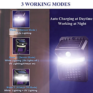 Solar Mosquito Zapper Outdoor, Bug Zapper Outdoor Electric, Insect Fly Traps with Motion Sensor Lights, Wall Lamp for Outdoor Garden Yard (4Pack-White)