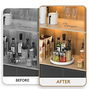 Pretireno Lazy Susan Turntable 2 Pack , Non-Skid Lazy Susan Organizer 10 Inch for Cabinet, Pantry, Kitchen, Countertop, Vanity Display Stand White/Gray