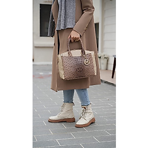 MKF Collection Tote Bag for Women, Vegan Leather Pocketbook Top-Handle Crossover Purse Handbag