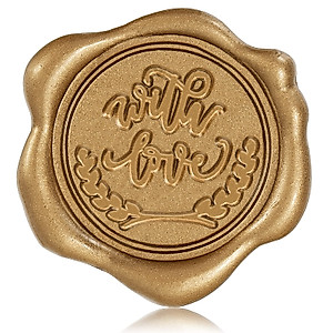 Whaline 50Pcs Gold Wax Seal Stickers with Love Stickers Envelope Sealing 3D Bronze with Love Self-Adhesive Embossed Stickers for Wedding Baby Shower Anniversary Invitation Cards Mails Gift Decor