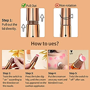 3 Pcs Liquid Contour,Liquid Highlighter,Liquid Blush Stick Makeup Kit, Long Lasting Smooth Lightweight Luminizer Fair Contour+Pink Blush+Pearl White Highlight