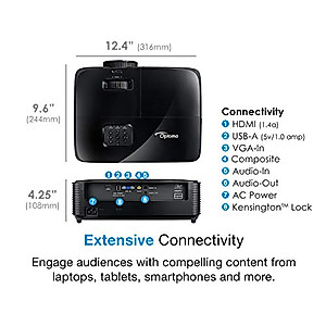 Optoma S336 SVGA Bright Professional Projector | Lights-On Viewing with 4000 Lumens | Latest DLP Technology | Business Presentations, Classrooms, or Home | 15,000 Hour lamp Life | Speaker Built in