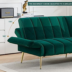 TTGIEET 75'' W Modern Velvet Sofa Couch，Mid Century Loveseat Living Room Furniture with Golden Legs, Tufted Upholstered Love Seats for Small Space, Apartment, Bedroom, Office （Green）