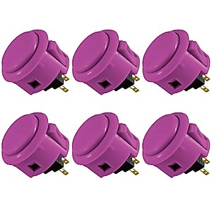 Sanwa 6 pcs OBSF-30 Original Push Button 30mm - for Arcade Jamma Video Game & Arcade Joystick Games Console (Purple) S@NWA